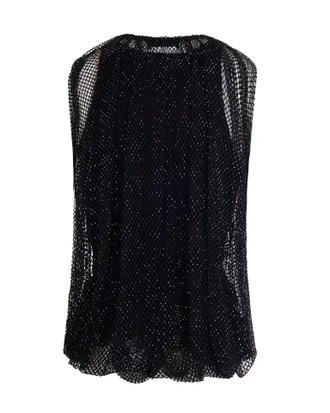 Sportmax Womens Sleeveless Mesh Top Black Mesh: Polyester Tops