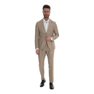Paoloni Woll Leinen Jacke mit Taschen - - Suits - Herren - Beige - L