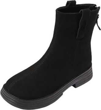 Generic Bottines pour femme &agrave; talon bas - &Eacute;l&eacute;gantes - Couleur unie - Antid&eacute;rapantes - Confortables - Fermeture &eacute;clair &agrave; larri&egrave;re - Bottes courtes au mollet la