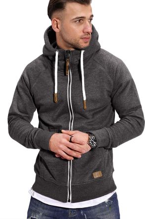 Rello & Reese Herren Sweatjacke Hoodie Zip-Jacke Kapuzenpullover MT-7692 [Dunkelgrau
