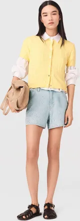 Maje Short Avec Strass - Bleu - Maje