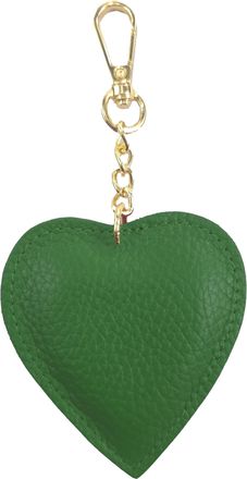 modamoda.de SA05 Leder Schl&uuml;sselanh&auml;nger, Taschenanh&auml;nger, handmade in Italy (Herz/Blattgr&uuml;n)