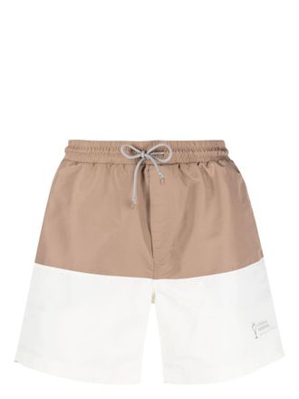 Brunello Cucinelli Badeshorts mit Kontrasteins&auml;tzen - Braun