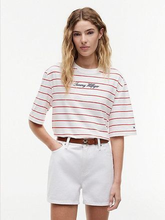 Tommy Hilfiger T-shirt d&eacute;contract&eacute; &agrave; col ras-du-cou et logo brod&eacute;
