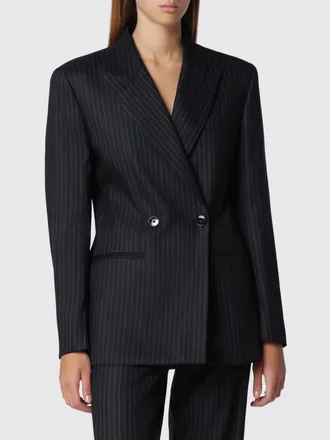 Isabel Marant Gestreifter, verk&uuml;rzter Zweireiher-Blazer mit gepolsterten Schultern
