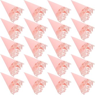Garneck 20 St&uuml;ck Hochzeits Konfetti T&uuml;ten aus Bastelpapier mit Schmetterlingsspitze Rosa Kegelf&ouml;rmig Sicher f&uuml;r Tischdekoration und Bl&uuml;tenbl&auml;tter Verteilung