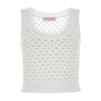 Valentino Garavani Cropped Strickoberteil - - Knitwear - Damen - Wei&szlig; - XS