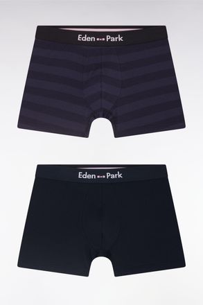 Eden Park Lot De Deux Boxers En Jersey De Coton Stretch Marine Et Cercl&eacute; Marine