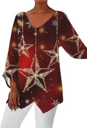 Generic Chemisier Femme Chic Et &eacute;L&eacute;Gant Manches Longues Bal Danse Col V T-Shirt F&ecirc;Te Paillettes Party Shirt Brillante Ample Brillant &eacute;L&eacute;Gante Tunique Sequins 