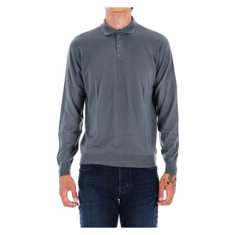 Drumohr Gr&uuml;nes Polo Super 140s Extrafeine Wolle - - Tops - Herren - Grau - L