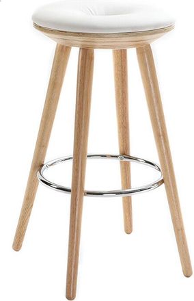 Miliboo Miliboo - Tabouret de bar scandinave blanc et bois clair 65 cm nordeco