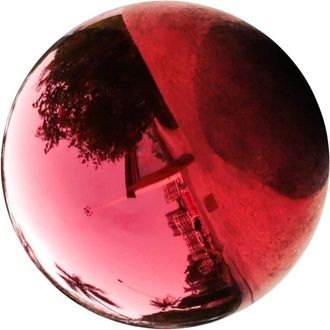 Yardwe Gartenkugel Spiegelkugel Edelstahl Reflektierende Kugel Spiegelpolierte Kugeln Hohlkugel Garten Terrasse Hofdekoration Rot 18 cm