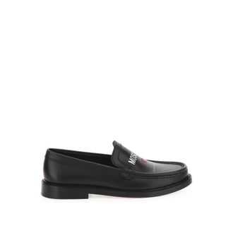 Moschino Herzdruck Leder Loafers - - Shoes - Damen - Schwarzk - 40 EU