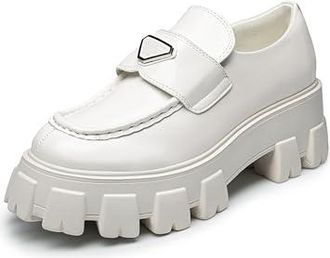 Dream Pairs Mocassins épais à plateforme confortables à enfiler pour femme, blanc, 42 EU