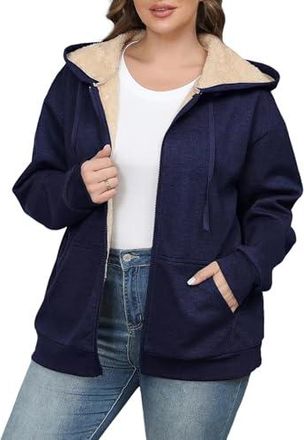 Generic Veste Polaire Femme Fashion Chaude Automne Hiver Uni Loose Multipoche Manteau Capuche Femme