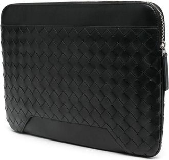 Bottega Veneta Mens Document Holder Getaway Black Calf Leather Clutch Bags