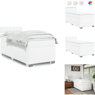 vidaXL Boxspringbett mit Matratze Weiß 90x190 cm Kunstleder - Boxspringbett - Boxspringbetten - Bett - Betten