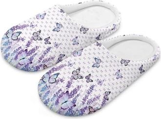 Coloranimal Chaussons de spa pour invit&eacute;s - Jetables et r&eacute;utilisables - Antid&eacute;rapants - Bout ferm&eacute;, Papillon de lavande., 38.5/39.5 EU