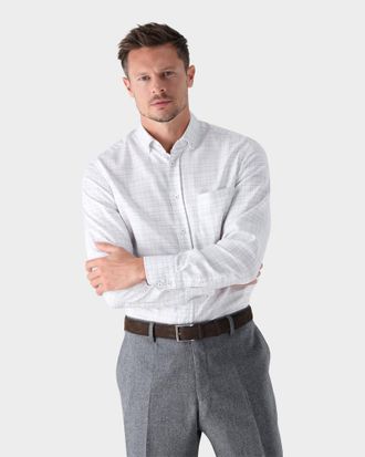 van Laack Kariertes Dobby-Hemd mit Button-Down-Kragen