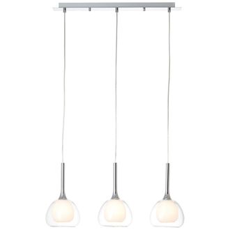 Brilliant Lampe Hadan Pendelleuchte 3flg chrom/wei&szlig;-transparent | 3x D45, E14, geeignet f&uuml;r Tropfenlampen (nicht enthalten) | In der H&ouml;he einstellbar/Kabel k&uuml;rz