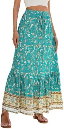 Generic Jupe longue boh&egrave;me 2026 pour femme - Taille haute - Coupe trap&egrave;ze - Mini jupes d&eacute;t&eacute; pliss&eacute;es - Robe d&eacute;t&eacute; boh&egrave;me - Robe ample - Essentiels de vacances 