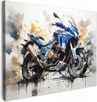 MuchoWow &copy; Bild auf Leinwand 80x60 cm Schlafzimmer Bilder Wand Deko Wohnzimmer Modern Wanddeko Bilderwand Geschenk Leinwandbilder Motorrad - Graffiti - Pastell