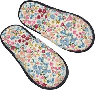 Generic Respirant Peluche Pantoufles Design Floresal tendance Pantoufles Maison Confortable Chaussons dint&eacute;rieur pour Homme Femme Int&eacute;rieur L