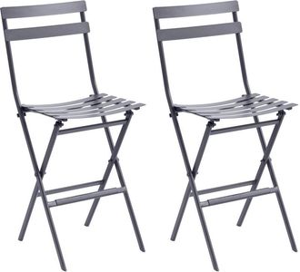 Hesperide Lot de 2 chaises hautes pliantes de jardin Greensboro graphite en acier trait&eacute; &eacute;poxy - Hesp&eacute;ride