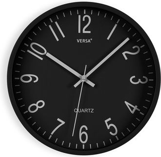 VERSA Raven leise und dekorative Wanduhr, für Küche, Wohnzimmer oder Esszimmer - gut lesbar, Maße (H x L x B) 30 x 4,3 x 30 cm, Polypropylen, schwarz