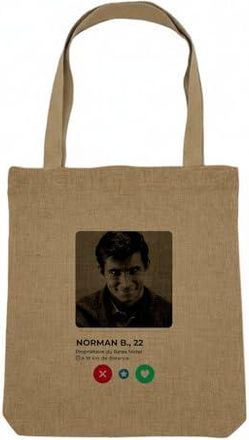 Fabulous Sac Shopping Tote Bag Aspect Lin - Norman Bates R&eacute;seau Social Psycho Rencontre Amour - Sac de Courses Toile Epaisse 360g Beige Naturel Cabas Port&eacute; Epa