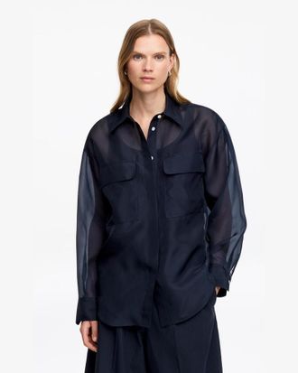 Arket Hemd Aus Seidenorganza -Blau