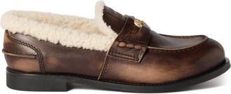 Miu Miu saddle-strap leather loafers - Braun