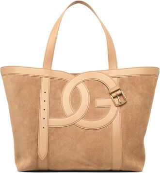 Dolce & Gabbana Sac en daim beige Shopping Dg Belt