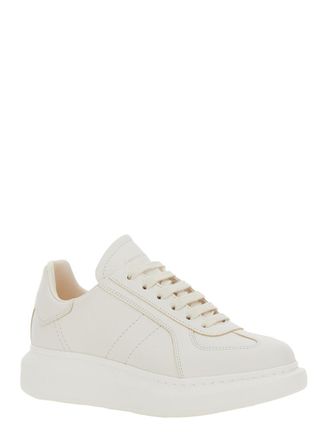 Alexander McQueen Womens White Leather Sneakers With Logo Details Calf Trainers