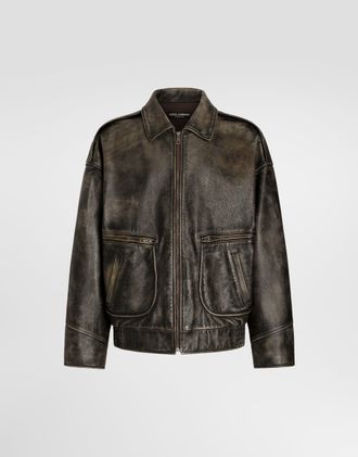 Dolce & Gabbana Lederjacke Aus Bullenleder - Mann M&auml;ntel Und Jacken Braun 50
