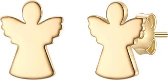 Glanzst&uuml;cke M&uuml;nchen Ohrringe - Sterling Silber Ohrstecker Engel - Gr. unisize - in Gold - f&uuml;r Damen