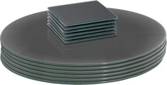 Harbour Housewares Runde Tischsets aus Glas & Quadratisches Untersetzer-Set - 30cm - Grau - 12pc Temperiert Hitzebeständig rutschfest Drinnen Draussen Heim Küche Esstisc