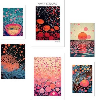Nacnic Lot de 6 Vague Kusama Affiches avec illustration design pour d&eacute;corer les murs de la maison. Chambres, bureau, boutique Peinture au A3 et A4 Sans cadre