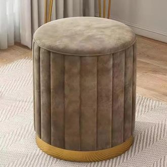 Generic Runder Ottoman mit Stauraum aus Samt, niedriger Hocker aus Leder und Schwamm, gepolsterte Fußstütze mit vergoldeter Basis for Wohnzimmer, Schlafzimmer