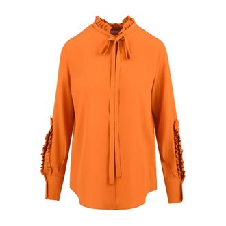 Douuod Hemd mit Knopfleiste vorne und dekorativen &Auml;rmeln - - Blouses & Shirts - Damen - Orange - M