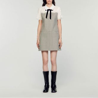 Sandro Kurzes Kleid aus Materialmix