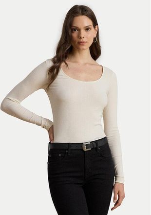 Lauren Ralph Lauren Bluse 200980145001 Beige Slim Fit