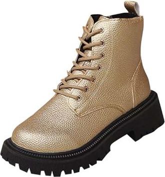 Generic Bottes &agrave; lacets pour femme &agrave; talon bloc &eacute;pais - &Eacute;l&eacute;gantes - Bout rond - Antid&eacute;rapantes - Fermeture &eacute;clair lat&eacute;rale - Confortables - Coupe large - Bott