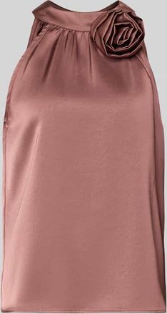 Neo Noir Blusentop aus Satin mit floraler Applikation Modell Rosette