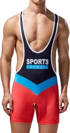 Feoya Hommes de Lutte Simple Maillots De Lutte pour Homme sans Manches Formation Lutteur Haltérophilie Combinaison Confortable Respirante 4 Directions Stret