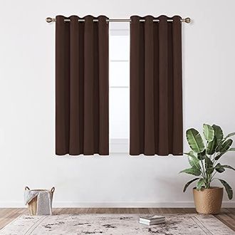 Deconovo Rideaux Occultants Isolant Thermique Anti Froid, Rideaux pour Chambre Gar&ccedil;on, Design Moderne &agrave; Oeillets, 117 x 138CM(Largeur x Hauteur), Chocolat, 2 P
