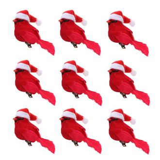 Milisten Weihnachtsbaumschmuck V&ouml;gel Rot 4X3.5X10Cm K&uuml;nstliche Deko-V&ouml;gel Mit Clip Miniatur Vogel Anh&auml;nger Saisonale Weihnachtsdeko F&uuml;r Baum Fenster Party
