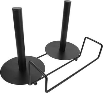 FOMIYES Support Suspendu pour Paquet en Rouleau Noir Double T&ecirc;te Porte-Paquet Plastiques Mural en Acier Inoxydable Distributeur de Paquet Poubelle pour Superm