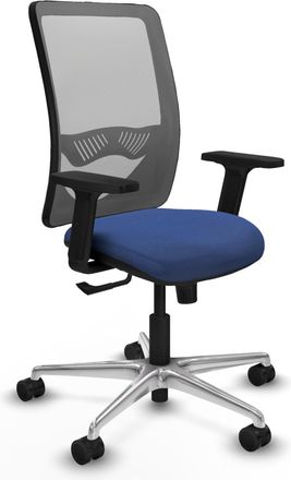 Piqueras y Crespo Stoff-B&uuml;rostuhl Zulema mit 2D-Armen, h&ouml;henverstellbare Lendenwirbelst&uuml;tze, ausgestattet mit 3 Positionen und Schneideschaum, Grau/Marineblau