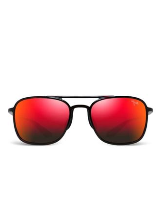 Maui Jim lunettes de soleil carr&eacute;es Keokea &agrave; verres miroir - Rouge